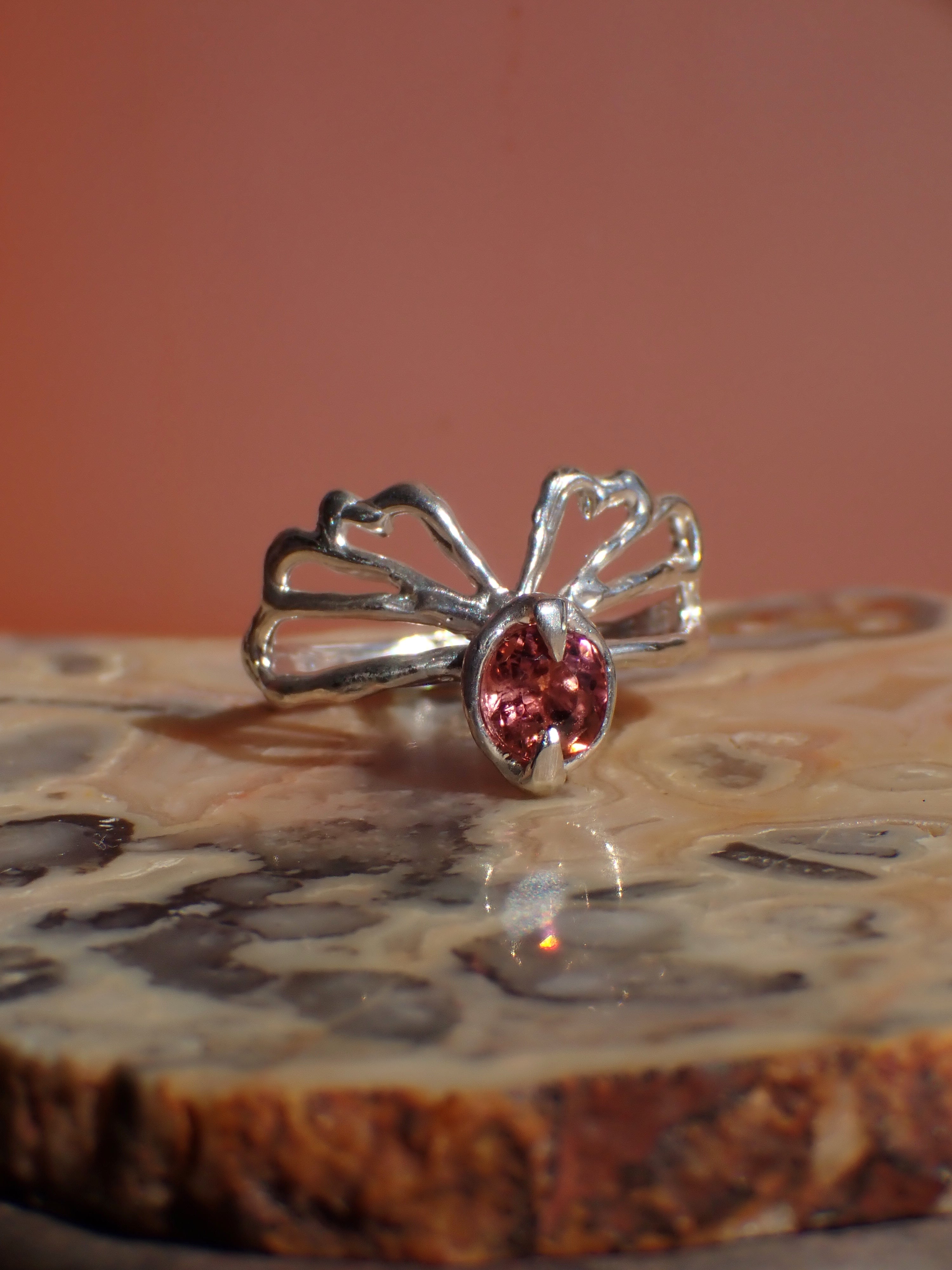 Faye Band | Pink Tourmaline Fairy Wing Ring – Earth Heart Jewellery
